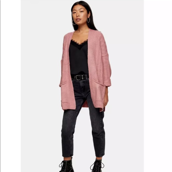Topshop | Sweaters | Topshop Long Oversized Cardigan In Pink Nwt | Poshmark